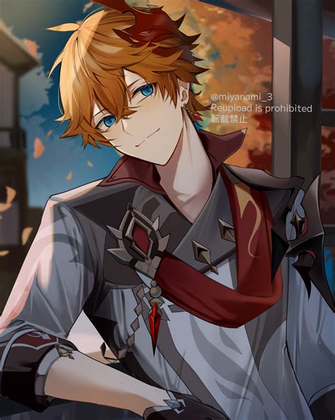 Tartaglia Genshin Impact Drawn By Miyanami 3 Danbooru