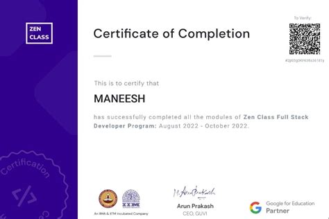 Maneesh R On Linkedin Full Stack Program Certificate
