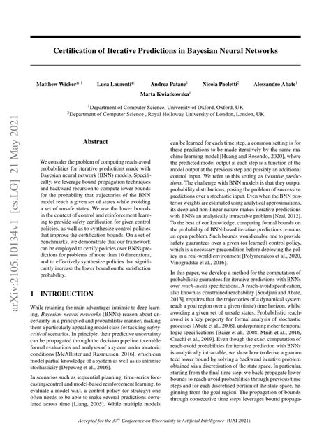 pdf certification of iterative predictions in bayesian neural networks