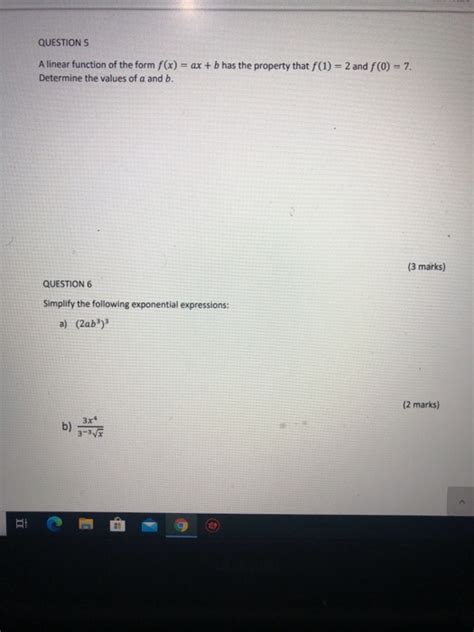 solved questions a linear function of the form f x ax b