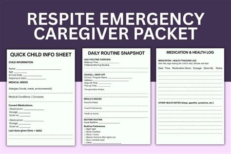 Emergency Caregiver Forms Packet Respite Foster Care Printable Etsy