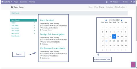 Odoo Events Calender View Calender View Of Event
