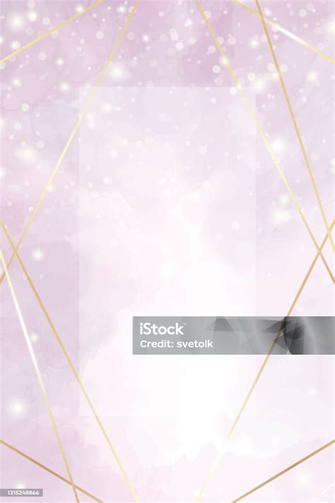 황금 다각형 선과 빛 플레어추상 먼지 가루 액체 수채화 배경 파스텔 대리석 알코올 잉크 그리기 효과 결혼 초대를 위한 벡터 일러스트 디자인 템플릿 결정체에 대한 스톡 벡터