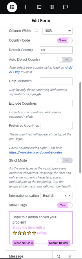 Add Country Code In Telephone Field Of Elementor Form