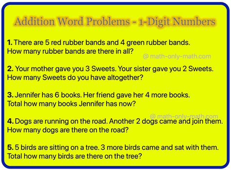 number story number story for 1 2 3 4 5 6 7 8 9 10 problems