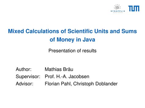 My Publications Presentation Mixed Calculations Of Scientific Units And Sums Of Money In