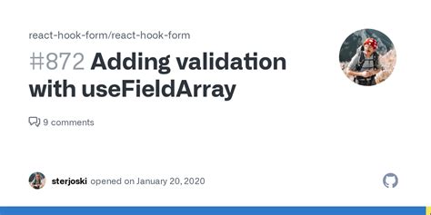 Adding Validation With Usefieldarray · Issue 872 · React Hook Form
