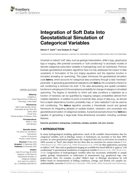 Pdf Integration Of Soft Data Into Geostatistical Simulation Of