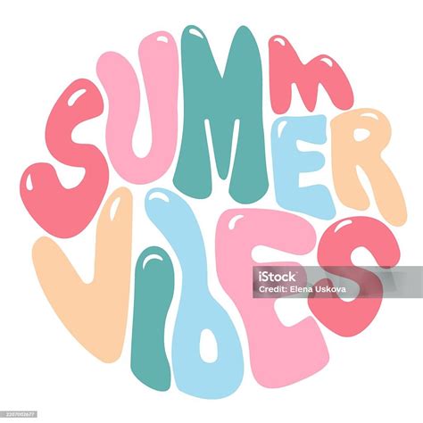 손으로 쓴 텍스트 레터링 원 모양의 여름 분위기 70년대 히피 그래픽 Pshster 스티커 티셔츠 인쇄용 트렌디 한 복고풍 스타일 그루비 벡터 일러스트 레이 션 여름에 대한