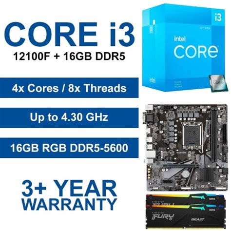 Core I3 12100f Gigabyte H610m H Motherboard 16gb Rgb Ddr5 4800 [graphics Card Required
