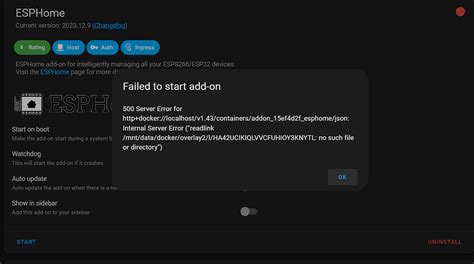 Esphome Failed To Call Addon Esphome Home Assistant Community