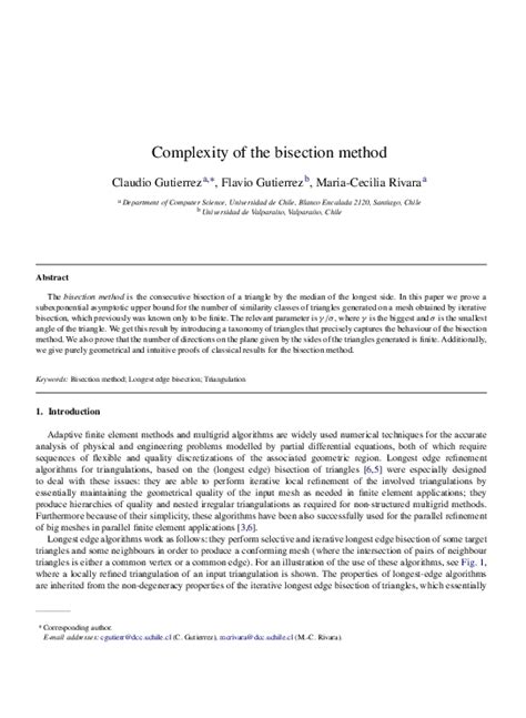 Pdf Complexity Of The Bisection Method