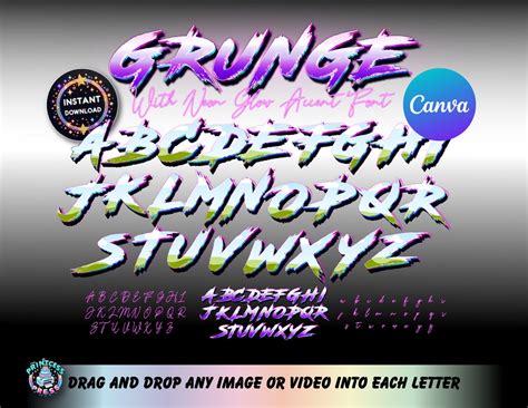 Grunge Font Canva Frames Bootleg Tshirt Font Easy Drag And Drop