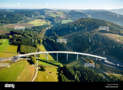 Aerial view, bridge construction site Nuttlar motorway bridge, highest ...