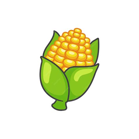 옥수수 아이콘 만화 야채 그림 프리미엄 벡터