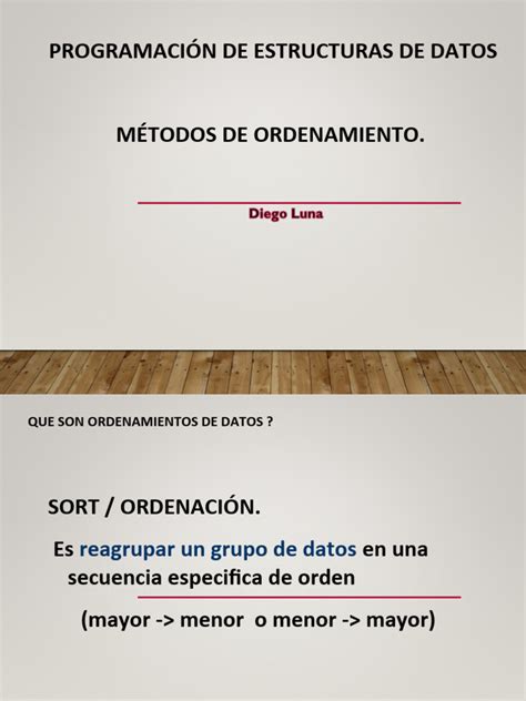 Metodos De Ordenamiento Pdf