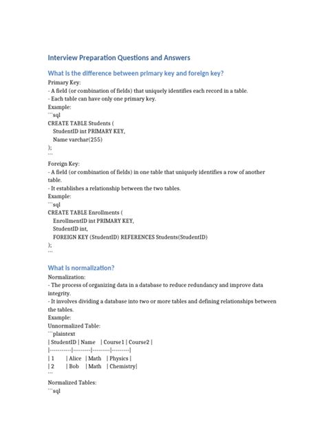 Sql Interview Preparation Pdf