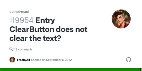 entry clearbutton does not clear the text · issue 9954 · dotnet maui