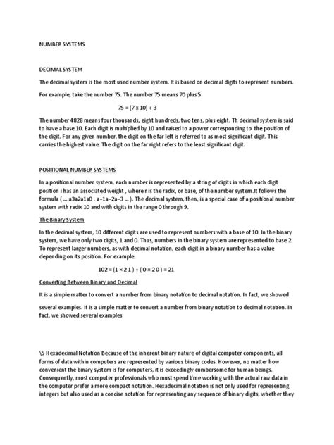 number systems pdf numbers decimal