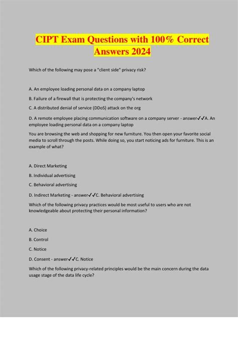 cipt exam questions with 100 correct answers 2024 cipt stuvia us