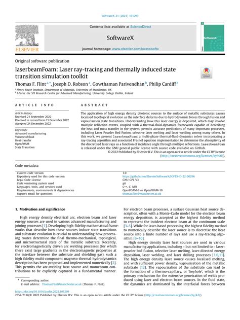Pdf Laserbeamfoam Laser Ray Tracing And Thermally Induced State Transition Simulation Toolkit