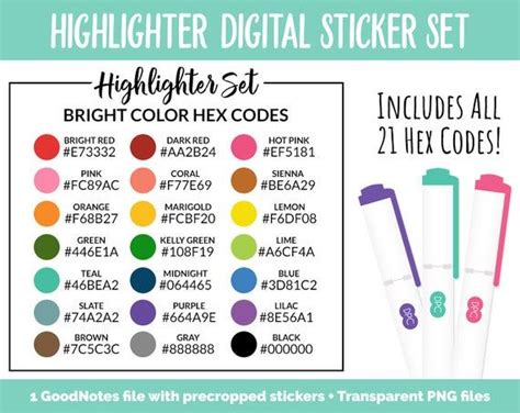 Brights Highlighters Transparent Washi Digital Stickers GoodNotes IPad And Android