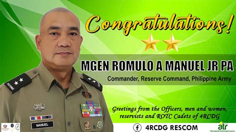 4rcdg Rescom Congratulations Mgen Romulo A Manuel Jr Facebook