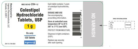 Colestipol Hydrochloride Tablets Usp1 G