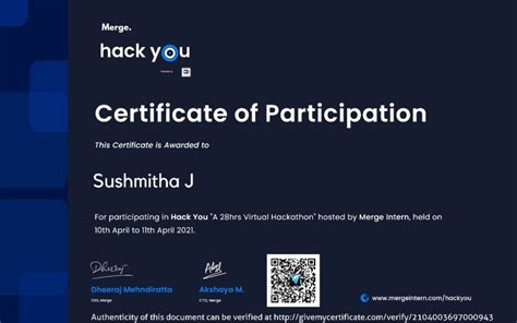 Sushmitha Jagdish Gowda On Linkedin Hackyou Mergeintern Hackathon