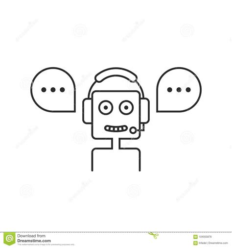 Black Thin Line Chatbot Hotline Service Stock Vector Illustration Of