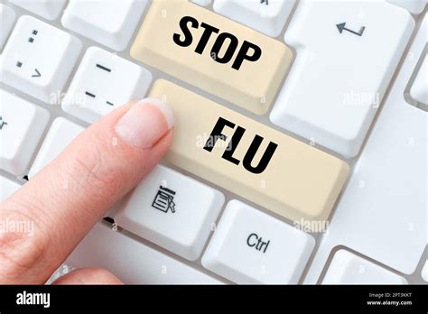 Hand Writing Sign Stop Flu Business Overview A Process Of Inputting