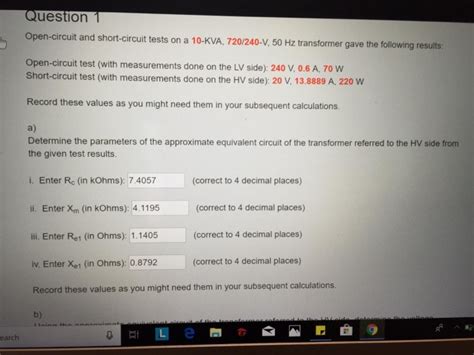 Solved Question Open Circuit And Short Circuit Tests On A Chegg