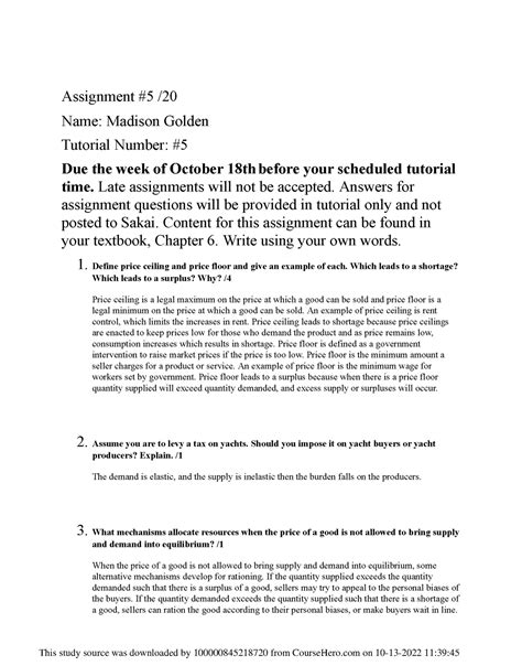 Assignment Econ P ECON P Brocku StuDocu