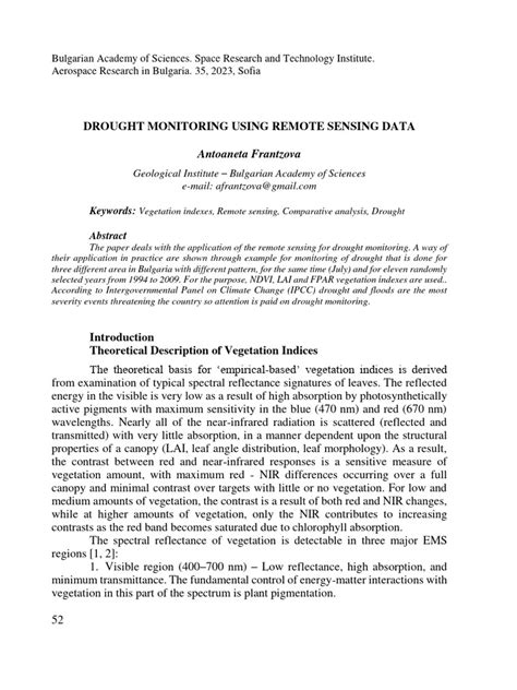 Drought Monitoring Using Remote Sensing Pdf Photosynthesis Natural Environment