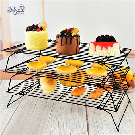 Non Stick Wire Grid Baking Tray Cake Cooling Rack Stainless Steel Oven Kitchen Pizza Bread