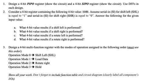 1 Design A 4 Bit Pipo Register Show The Circuit And A 4 Bit Sipo Register Show The Circuit