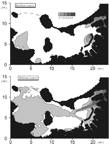Horizontal Distribution Of Salinity Increase Contour Interval Is 01