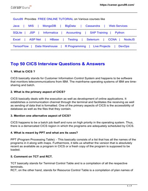 CICS Interview Questions Answers Top 50 Guide
