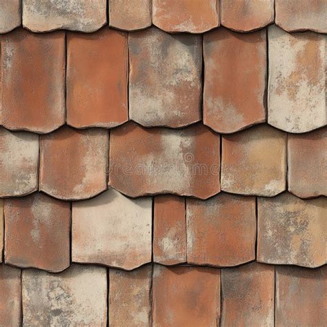 Photo Of A Seamless Roof Tile Texture With Weathered Red Clay Tiles