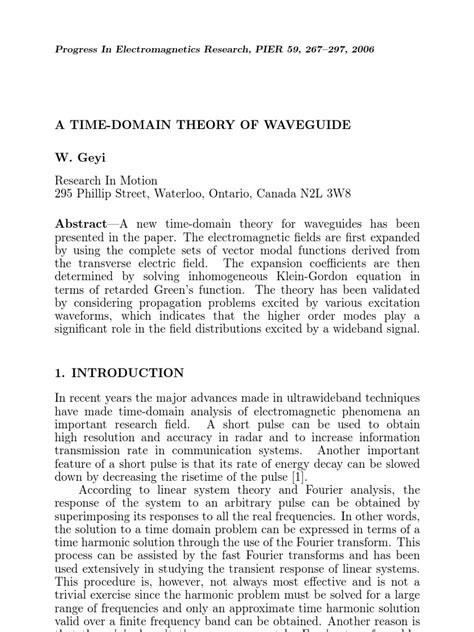 Pdf W Geyi A Time Domain Theory Of Waveguide Dokumentips