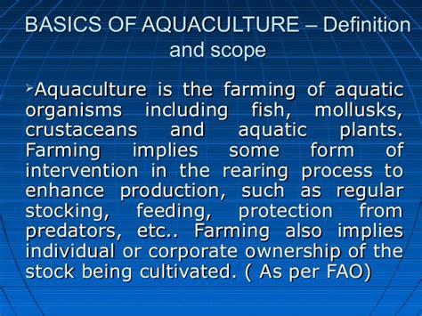 Basics Of Aquaculture Definition