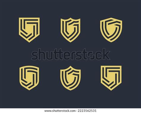 Shield Monogram Logo Bundle Set Concept Stock Vector Royalty Free
