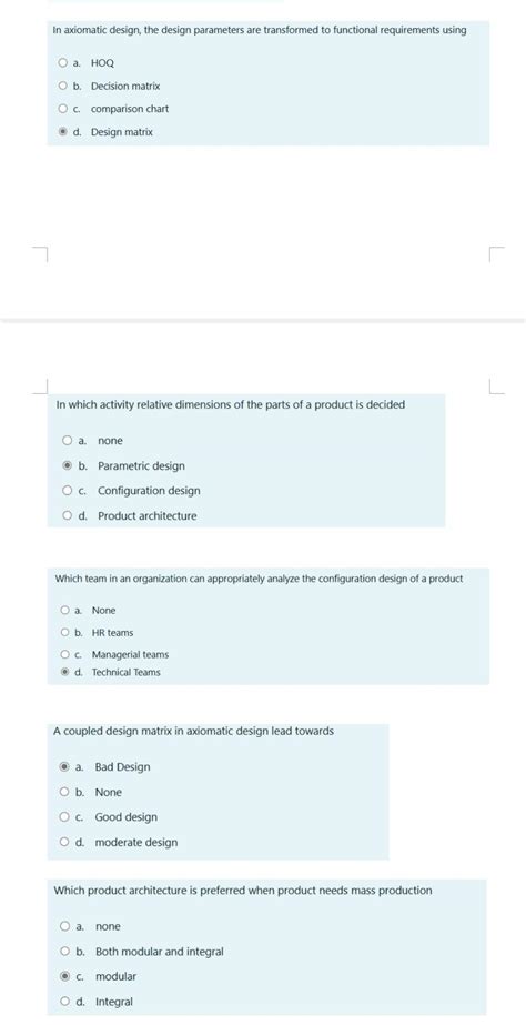 Solved In Axiomatic Design The Design Parameters Are