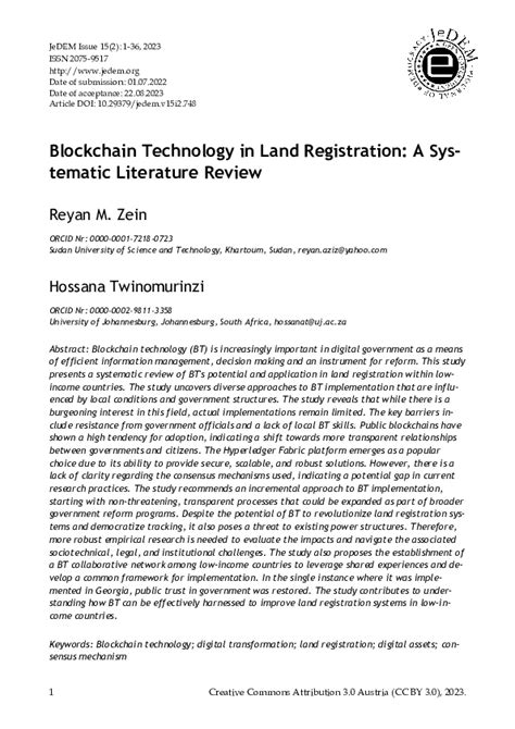 Pdf Blockchain Technology In Lands Registration A Systematic Literature Review