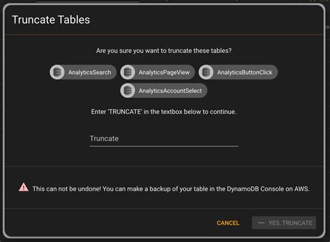 Truncating Multiple Dynamodb Tables Commandeer Docs