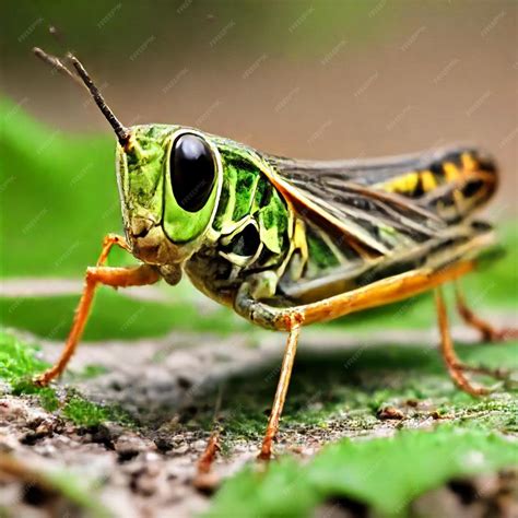 A Green Grasshopper With A Black Eye And A Black Eye Premium Ai Generated Image
