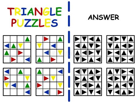 Triangle Puzzles Set With The Answer Vector Illustration Stock Vector Illustration Of Math