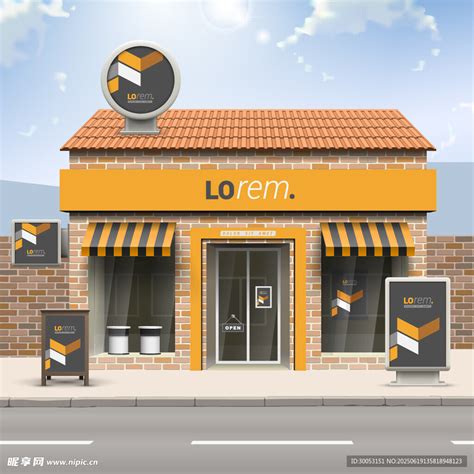 黄色时尚店铺外观展示设计图其他广告设计设计图库昵图网
