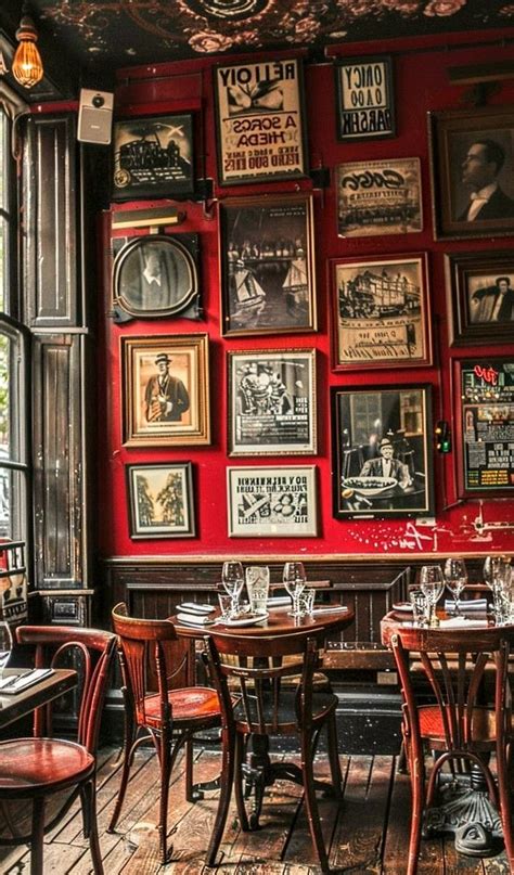 Red Bistro Table Vintage French Interior Small Pub Paris