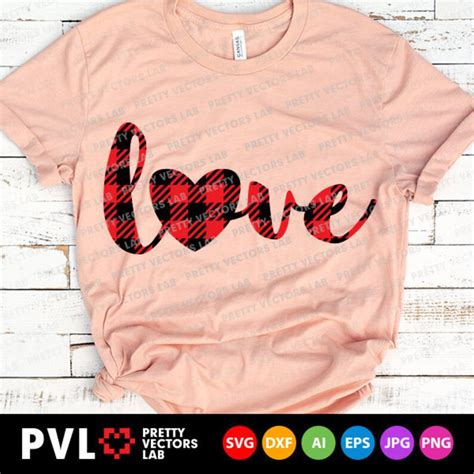 Love Svg Buffalo Plaid Heart Svg Valentines Day Svg Etsy